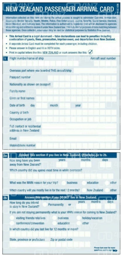 [사부작여행] 뉴질랜드 여행준비 중이신가요? 여행준비 2.5편 (입국카드 작성_New Zealand Passenger ...