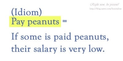 생활영어회화 - 'pay peanuts' : 네이버 블로그