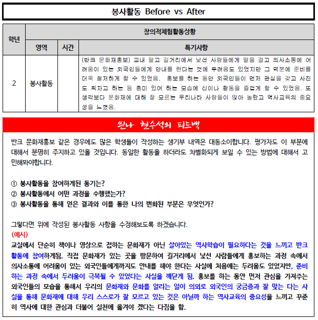 학생부 봉사활동 영혼없는 봉사활동은 의미없다 생기부예시 생기부봉사활동예시 네이버 블로그