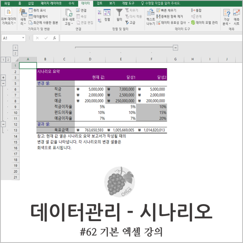 62 기본 엑셀강의 데이터관리 시나리오 네이버 블로그