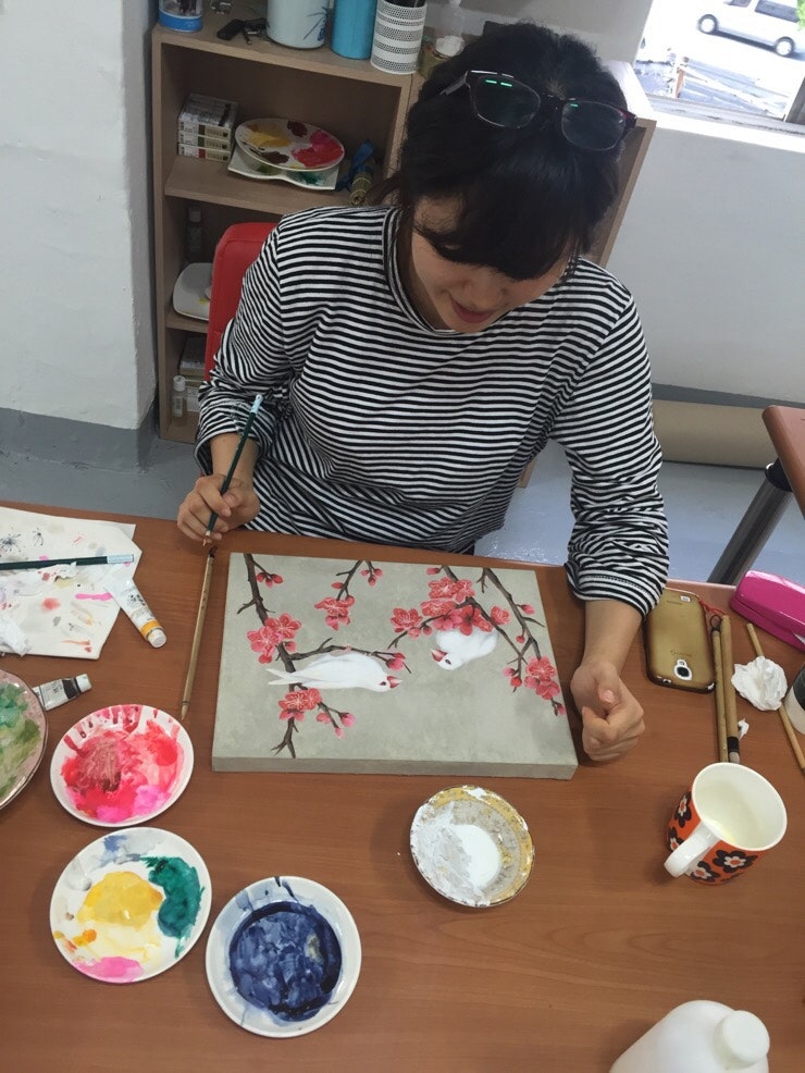 부산취미미술부산민화부산화실한국화화실채색화책가도파초도모란도공필화 네이버 블로그