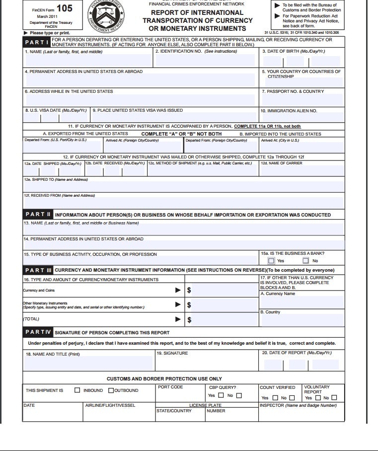 [미국영어캠프필독] 미국외환반출입 신고(FinCEN 105) : 네이버 블로그