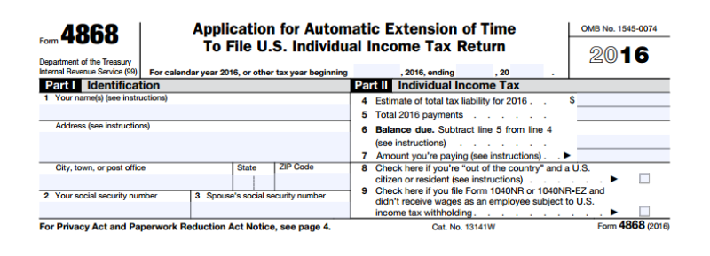 Form 4868 (세금신고기한 자동연장) : 네이버 블로그