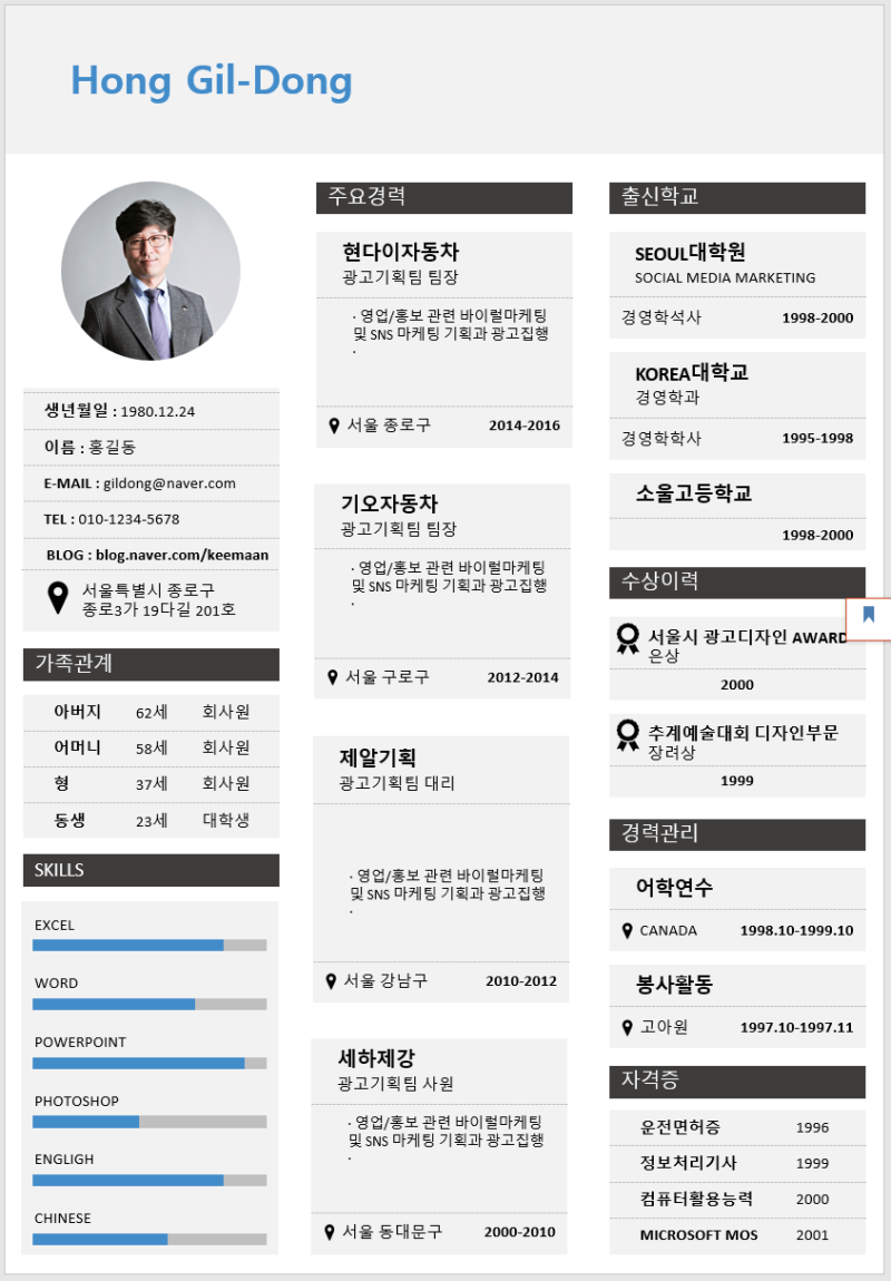Ppt 무료이력서 이력서양식다운로드 받고 취업성공하자 네이버 블로그