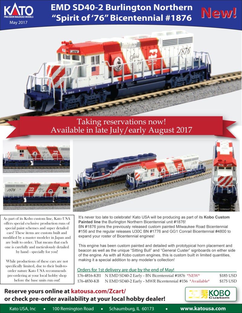 N스케일 철도모형 [KATO] 176-4816-KB1 | KOBO 커스텀 도색 SD40-2 BN "Spirit of`76 ...
