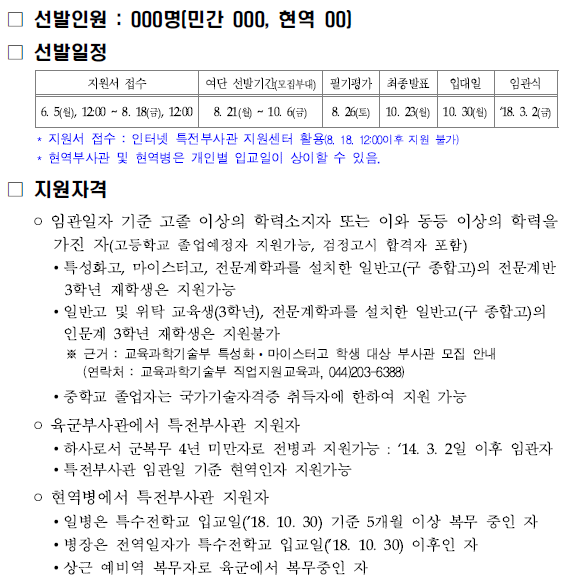 특전부사관 모집요강 남군 229기 모집 네이버 블로그