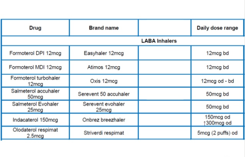 Long-acting beta2 agonist(LABA) inhaler, 스트리버디, 온브리즈, 포라딜, 세레벤트 /COPD ...