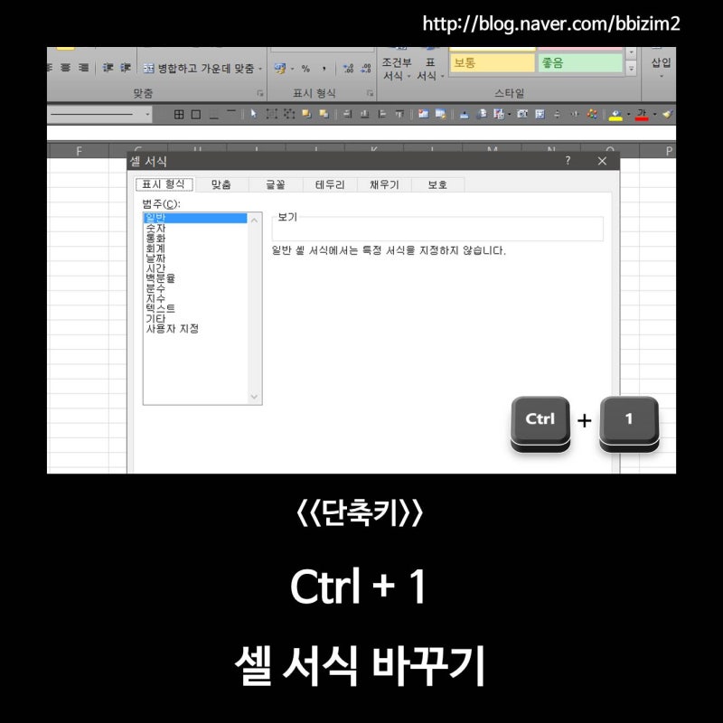 엑셀Tip) 단축키 Ctrl+숫자키 : 네이버 블로그