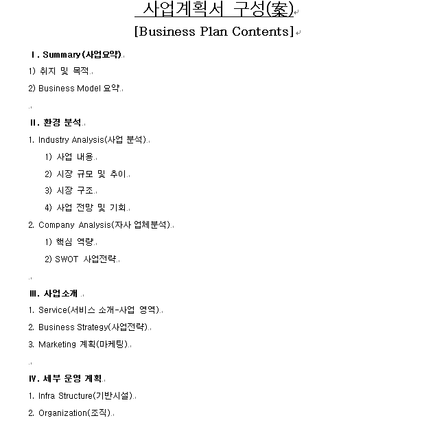 목차사례 완벽을 부르는 일반 서비스 사업계획서 목차 예시 강신정 강사님 네이버 블로그