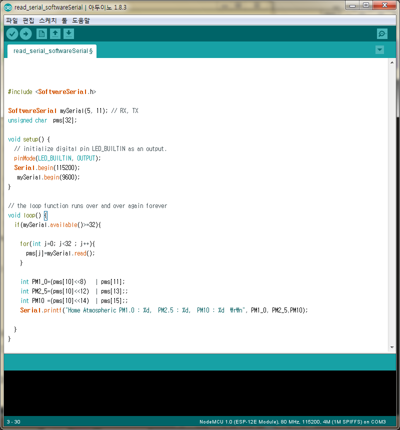 아두이노에서 PMS7003 먼지 수치 Serial로 출력하기 (With ESP8266) : 네이버 블로그