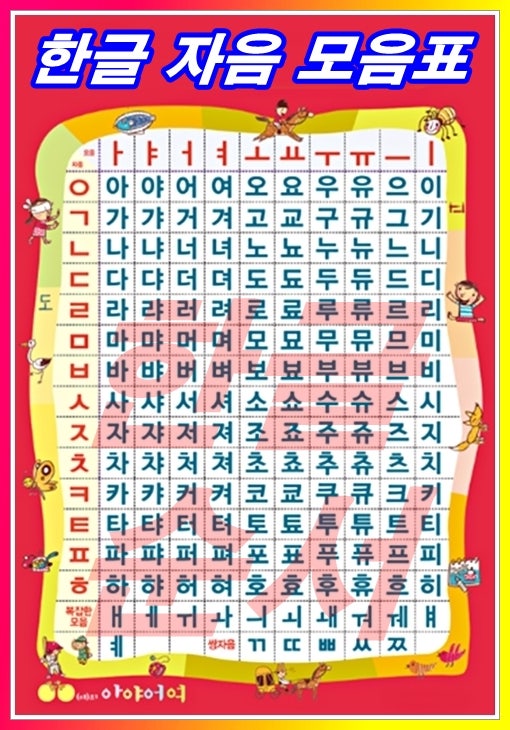 한글 모음 순서 정리한 그림표 : 네이버 블로그