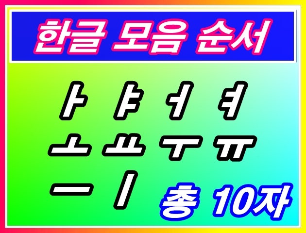 한글 모음 순서 정리한 그림표 : 네이버 블로그