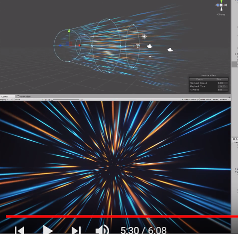 [유니티기본파티클시스템]2.Warp Driver Particle(하늘에서 광선이 쏟아 지는것 같은 느낌) 튜토리얼 필요내용 기록 ...