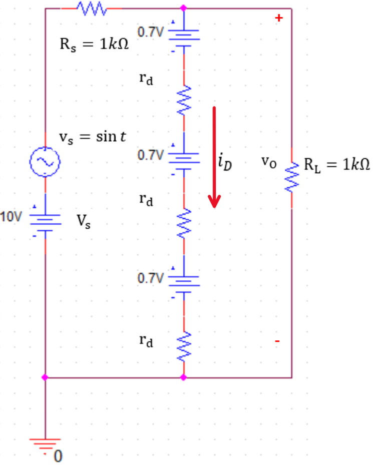 Using the voltage regulation of the forward voltage drop of the diode ...