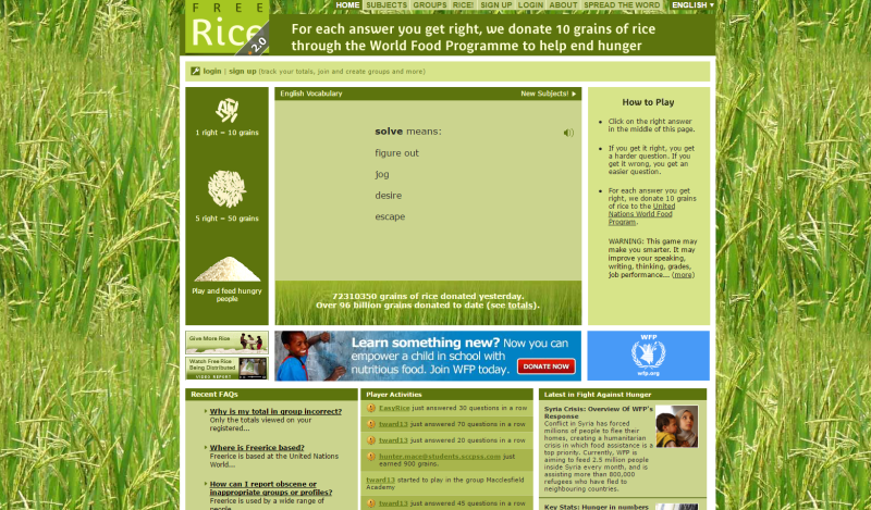 [교육용 추천사이트] 영어 단어 공부하면 쌀 기부하는 Freerice.com [공부할 때 마다 쌀을 기부할 수 있어요 ...