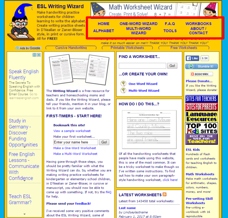 [교육용추천사이트] Writing Worksheet "쓰기 워크시트" 만들어주는 사이트 ESL Writing Wizard ...