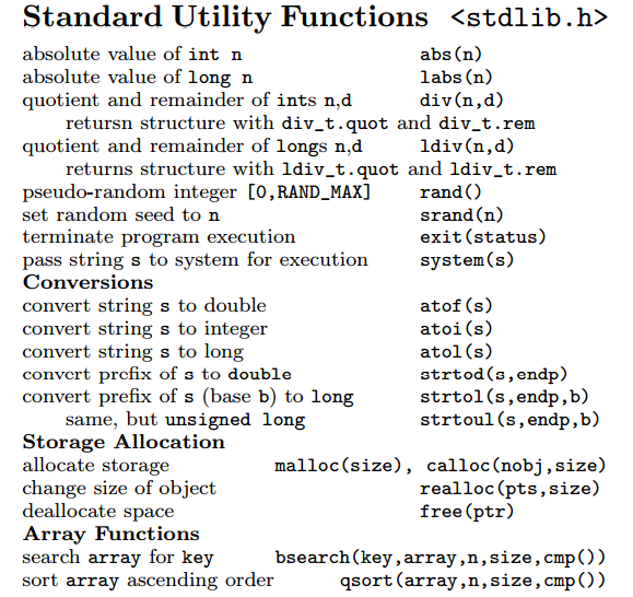 C 레퍼런스 카드(ANSI) : 네이버 블로그