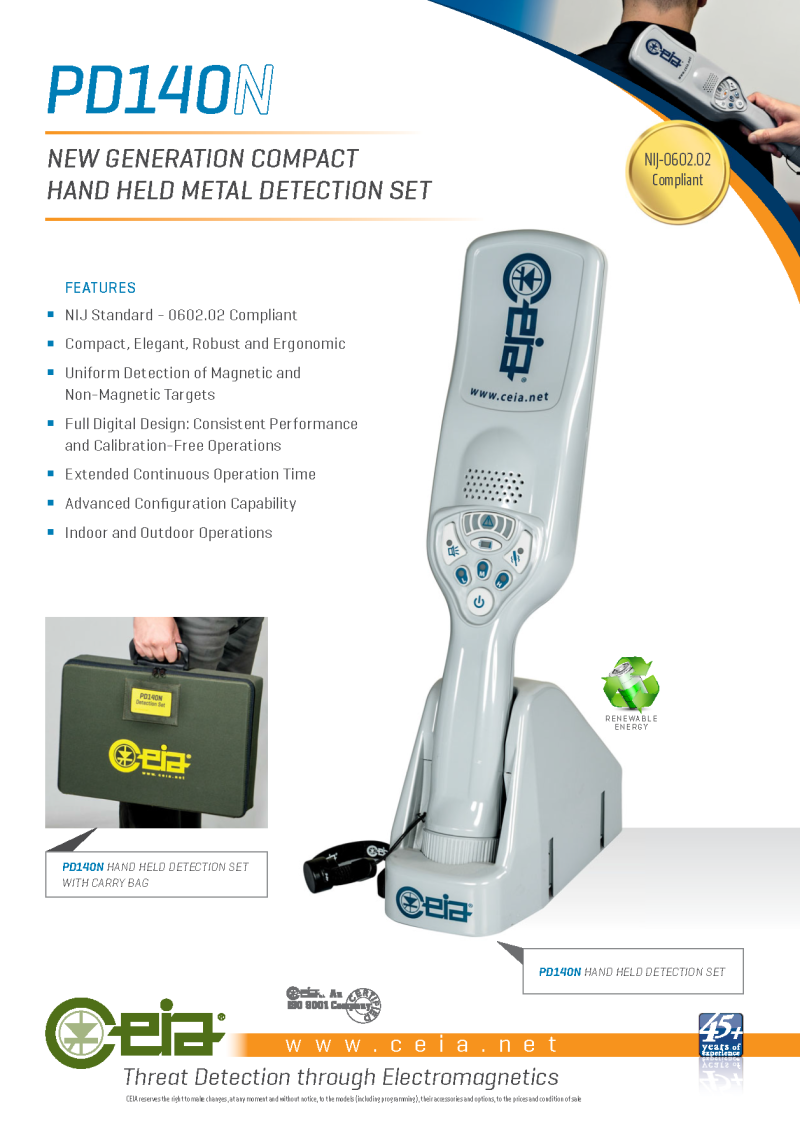 PD140E, PD140N PD240, PD240C, 휴대용 금속탐지기, 메탈디텍터, 금속탐지기, HMD, HAND METAL DETECTOR, CEIA, 이레산업 ...