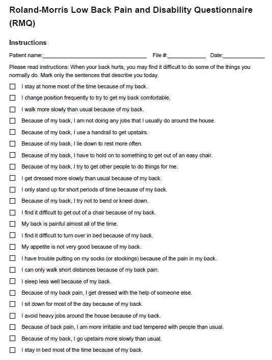[진단/평가] The Roland-Morris Disability Questionnaire (RMQ/RDQ) : 네이버 블로그
