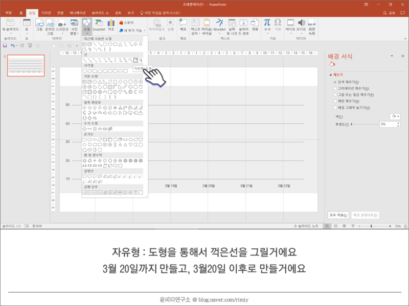 Ppt강의윤피티 점선을 이용해서 꺽은선그래프 그리기 윤피티연구소 네이버 블로그