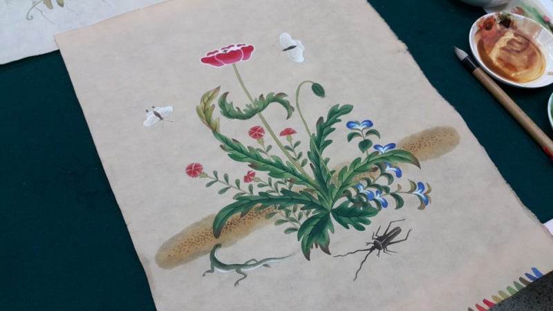 부산 민화 추천 신사임당 양귀비와 도마뱀 초충도 한국화배우기 부산취미미술 채색화배우기 민화수업 부산