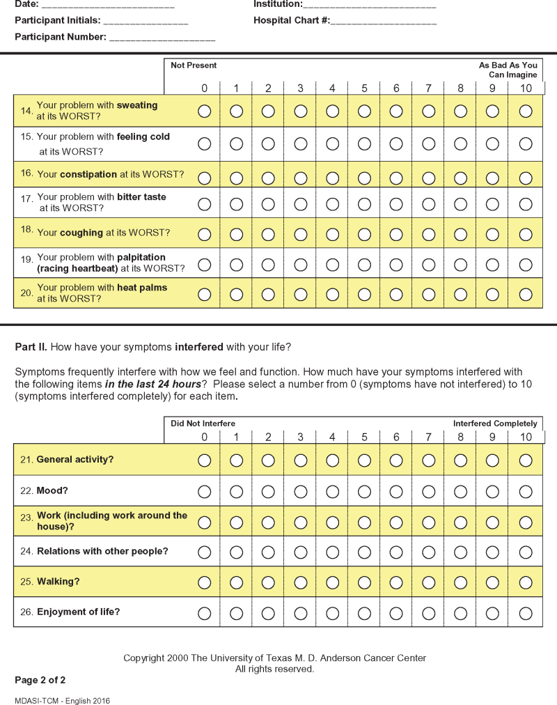 암환자에 대한 MD앤더슨 한의증상평가도구 (MDASI-TCM)의 검증 : 네이버 블로그