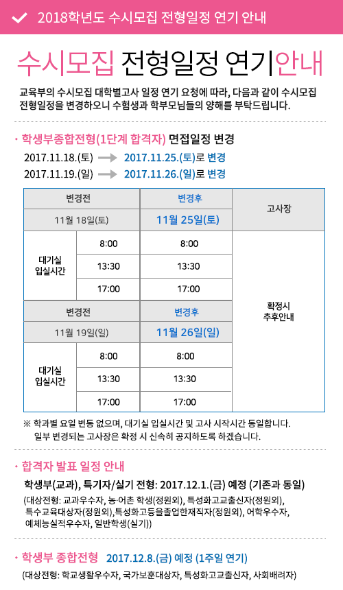 성신여대면접 성신여자대학교 2018학년도 학학생부종 면접 일정 연기 경쟁률 유의사항 네이버 블로그