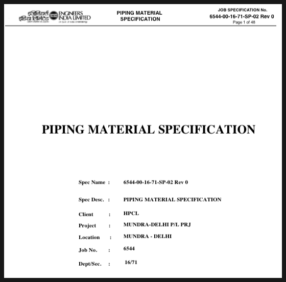 Piping Material Specification(PMS), 배관재질스펙 : 네이버 블로그