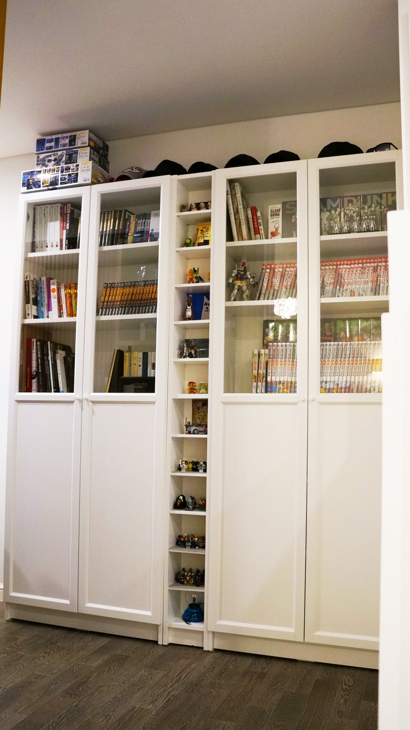 이케아 : 빌리(BILLY)책장 / 선반유닛(GNEDBY) / 유리도어 : 네이버 블로그