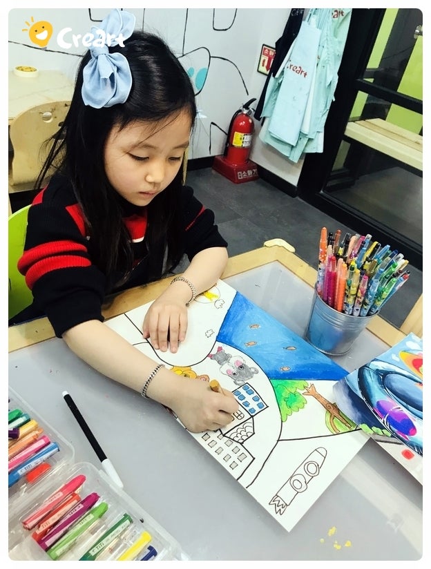 Kinder 초등 수업 미래의 도시 과학 상상화 시흥시 정왕동 배곧 미술학원 창의미술 크리아트 네이버 블로그
