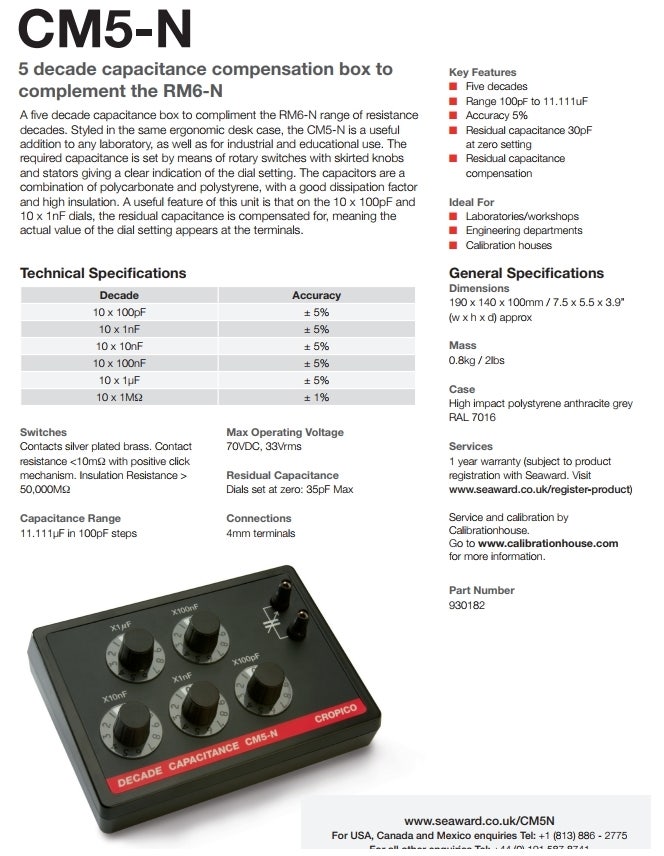 Cropico CM5N 5 decade capacitance compensation box to compliment the ...