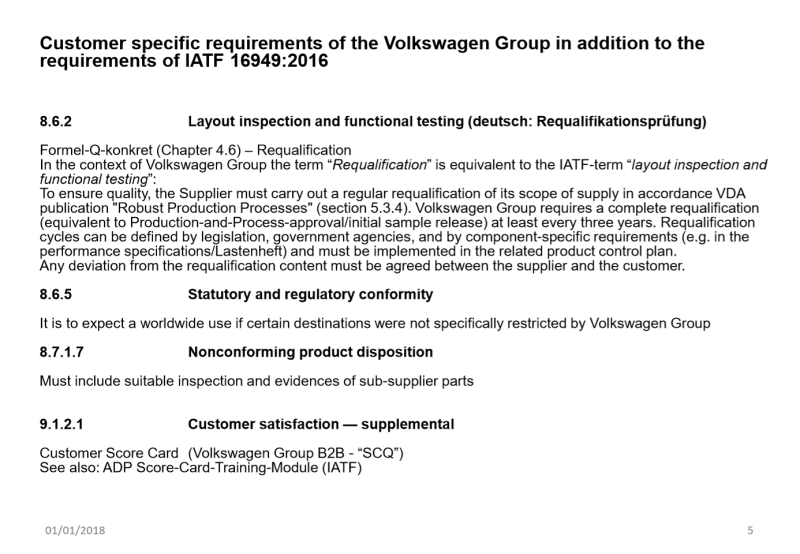 IATF 16949 : Customer-Specific-Requirements (CSR‘s) of Volkswagen Group ...