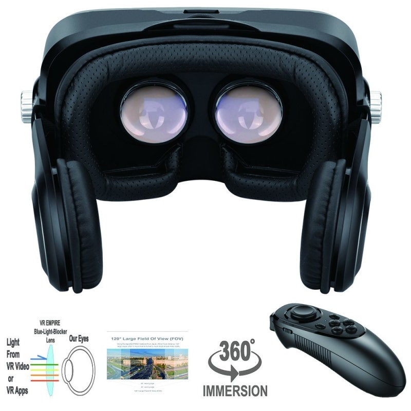 VR EMPIRE VR Headset With Wireless Remote Controller Anti-Blue-Light ...