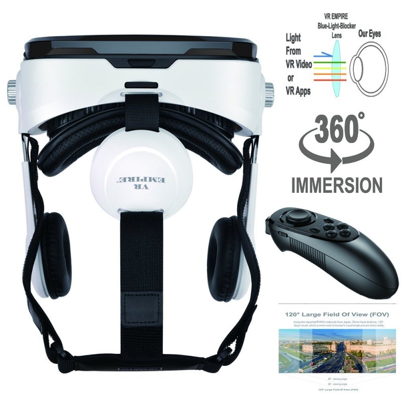 VR EMPIRE VR Headset With Wireless Remote Controller Anti-Blue-Light ...