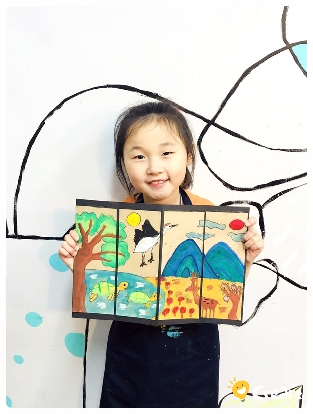 Kinder 초등 수업 십장생 병풍 시흥시 정왕동 배곧 미술학원 창의미술 크리아트 네이버 블로그