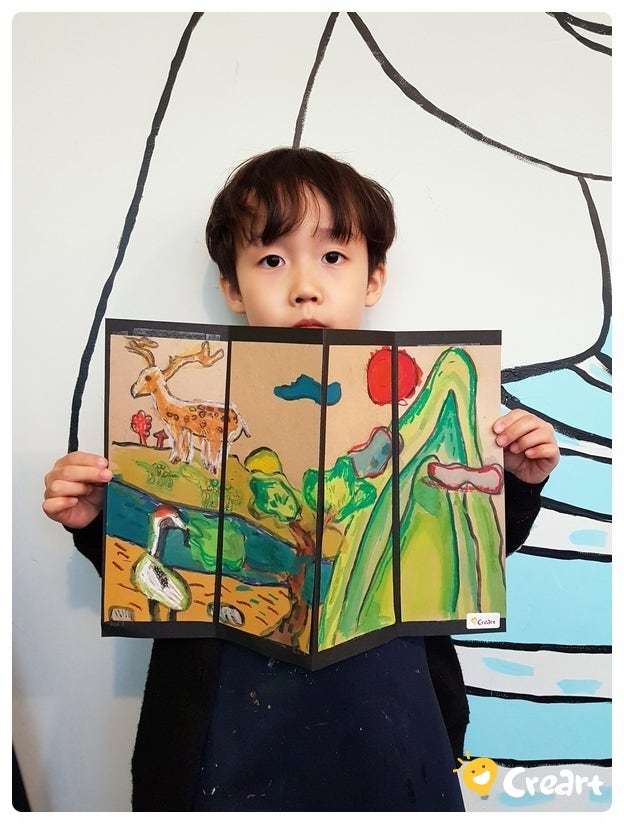 Kinder 초등 수업 십장생 병풍 시흥시 정왕동 배곧 미술학원 창의미술 크리아트 네이버 블로그
