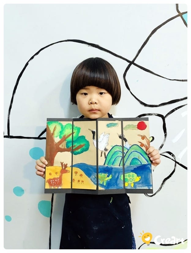 Kinder 초등 수업 십장생 병풍 시흥시 정왕동 배곧 미술학원 창의미술 크리아트 네이버 블로그