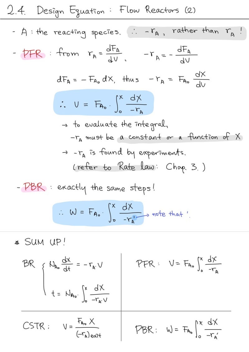 [반응공학] CH 2. Conversion, Design Equations for Reactors : 네이버 블로그