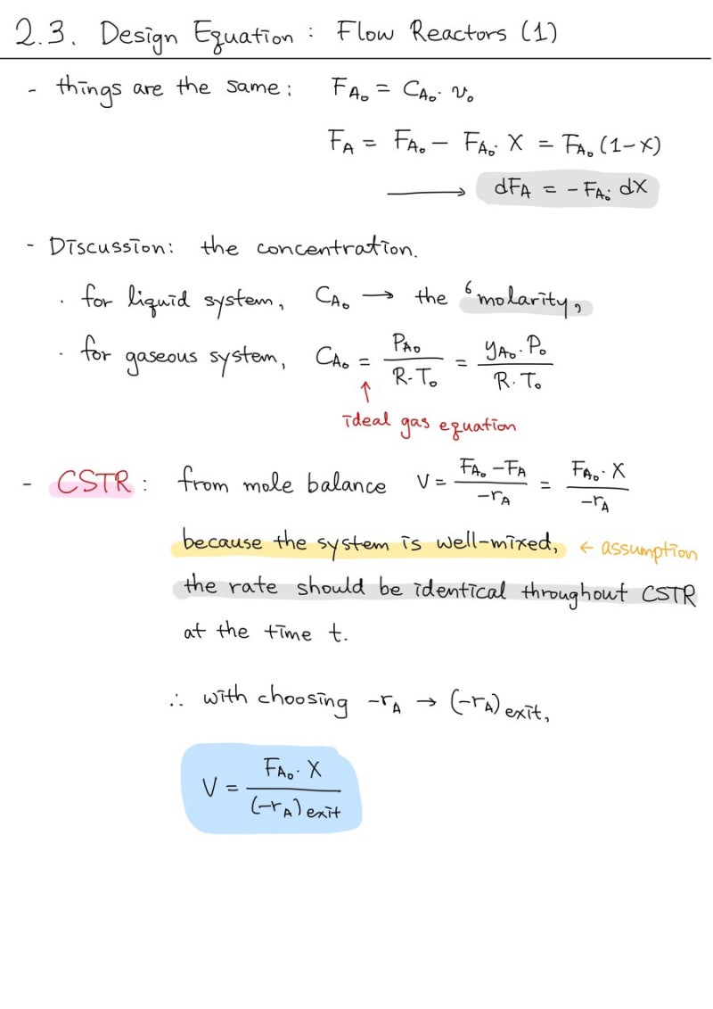 [반응공학] CH 2. Conversion, Design Equations for Reactors : 네이버 블로그