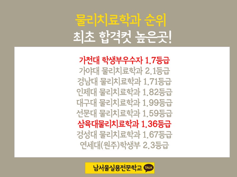 물리치료학과 대학 순위 및 등급 네이버 블로그