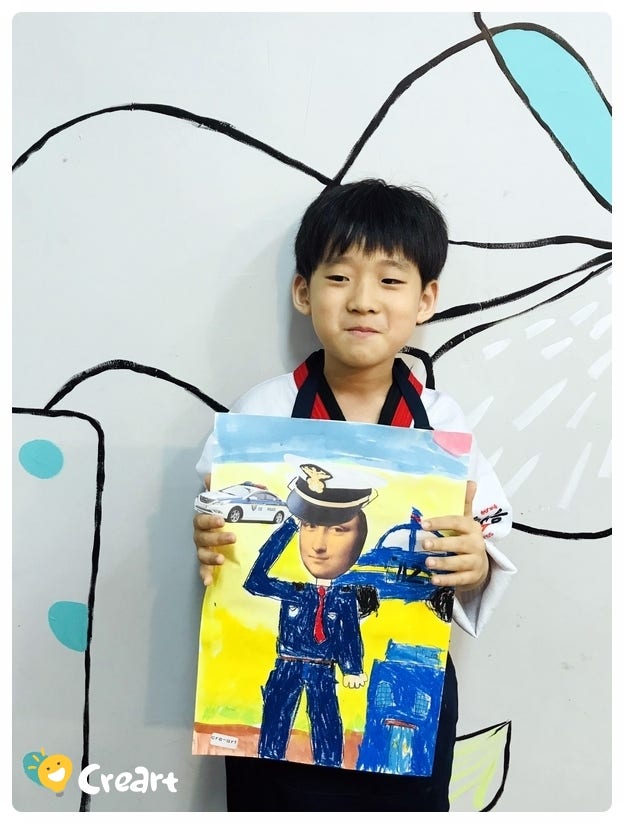 Kinder 초등 수업 모나리자 발상표현 시흥시 정왕동 배곧 미술학원 창의미술 크리아트 네이버 블로그