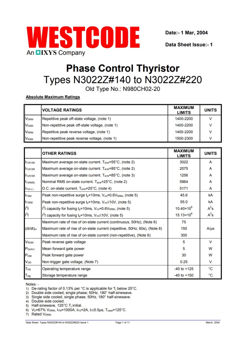 [판매중] N3022ZC200 / N3012ZC200 등 IXYS UK WESTCODE SCR / THYRISTOR ...