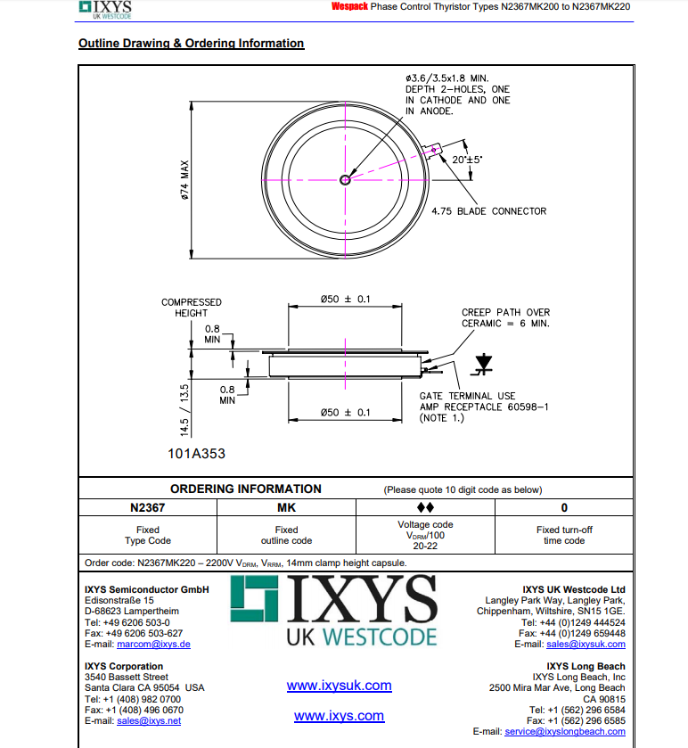 [판매중] N2367MK220 / N2367MK200 / IXYS UK WESTOCDE SCR 정품 판매점 : 네이버 블로그