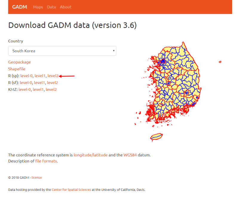 R - GADM 지리적 데이터 시각화하기, 시도별로 색으로 구분된 데이터 분포 나타내기 : 네이버 블로그