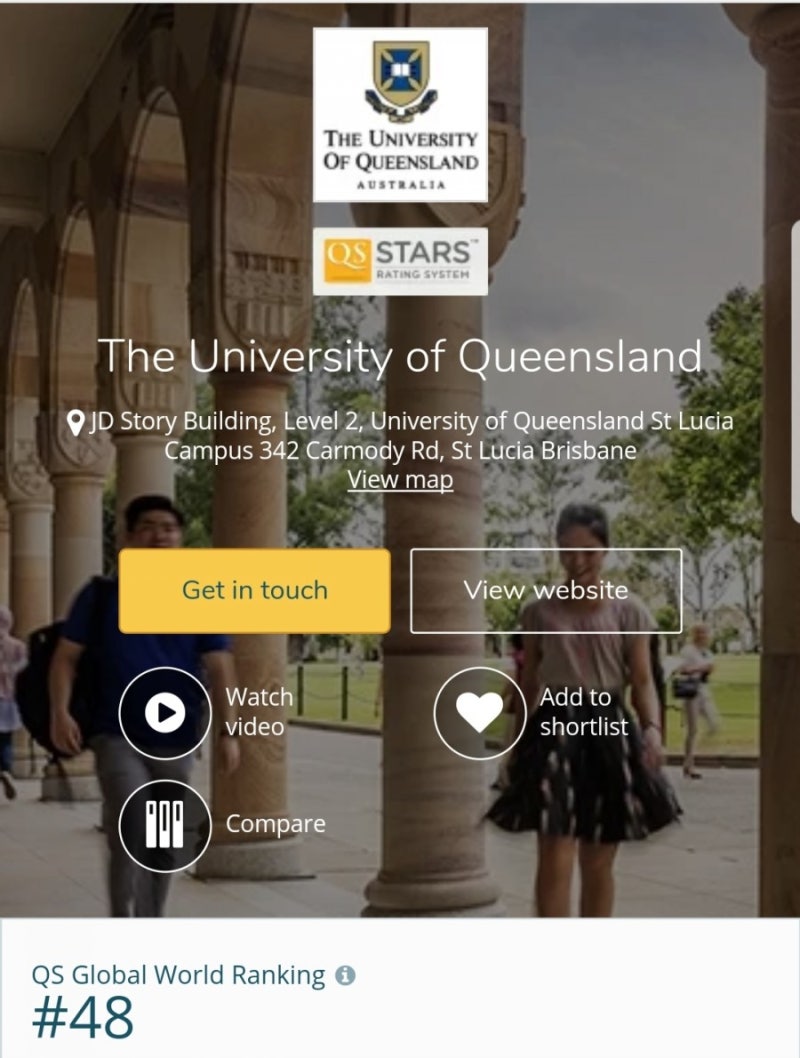 호주 TOP3, QS World University Ranking선정 세계48위 명문대 UQ(University of ...