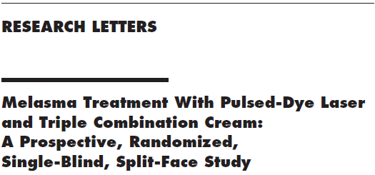 Melasma Treatment With PDL and Triple Combination Cream(O) : 네이버 블로그