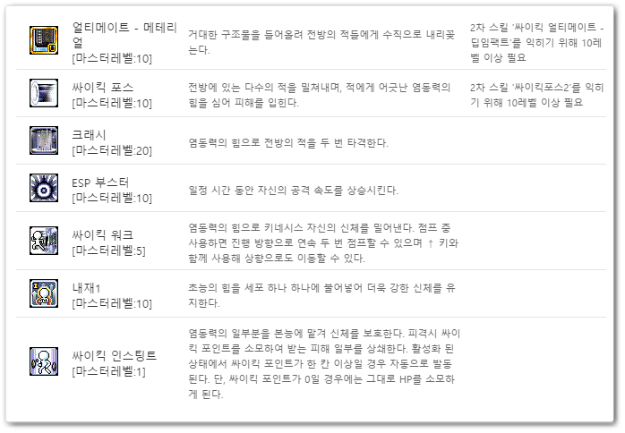 메이플 키네시스 스킬트리 및 하이퍼스킬 공략 네이버 블로그