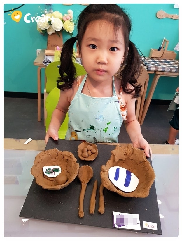 밤비니 5세 수업 그릇디자인 무늬찍기 시흥시 정왕동 배곧 미술학원 창의미술 크리아트 네이버 블로그