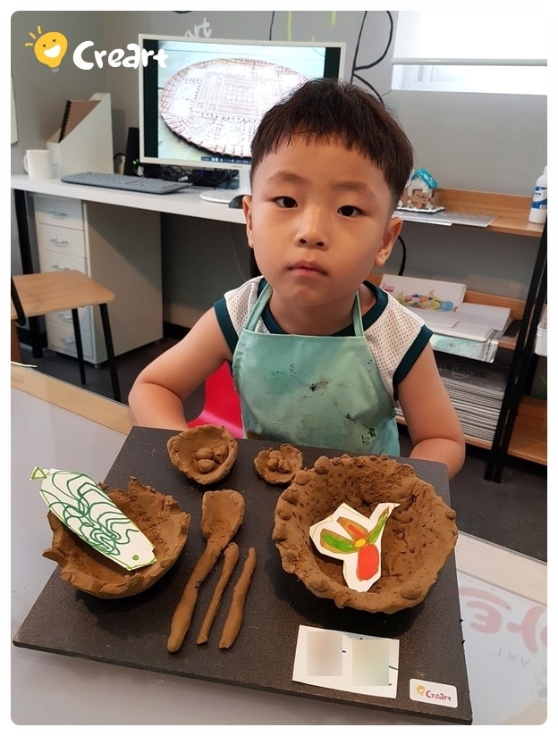 밤비니 5세 수업 그릇디자인 무늬찍기 시흥시 정왕동 배곧 미술학원 창의미술 크리아트 네이버 블로그