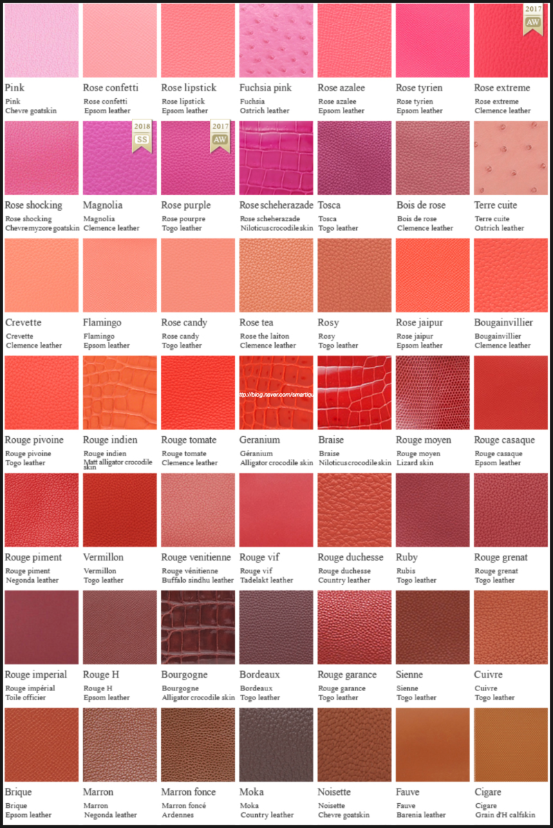 [패션상식] HERMES Color Codes*에르메스 색상 코드 및 색상명 : 네이버 블로그